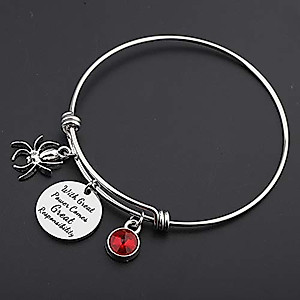 KUIYAI With Great Power Comes Great Responsibility Bracelet with Spider Charm Bangle Movie Gift Inspiration Jewelry