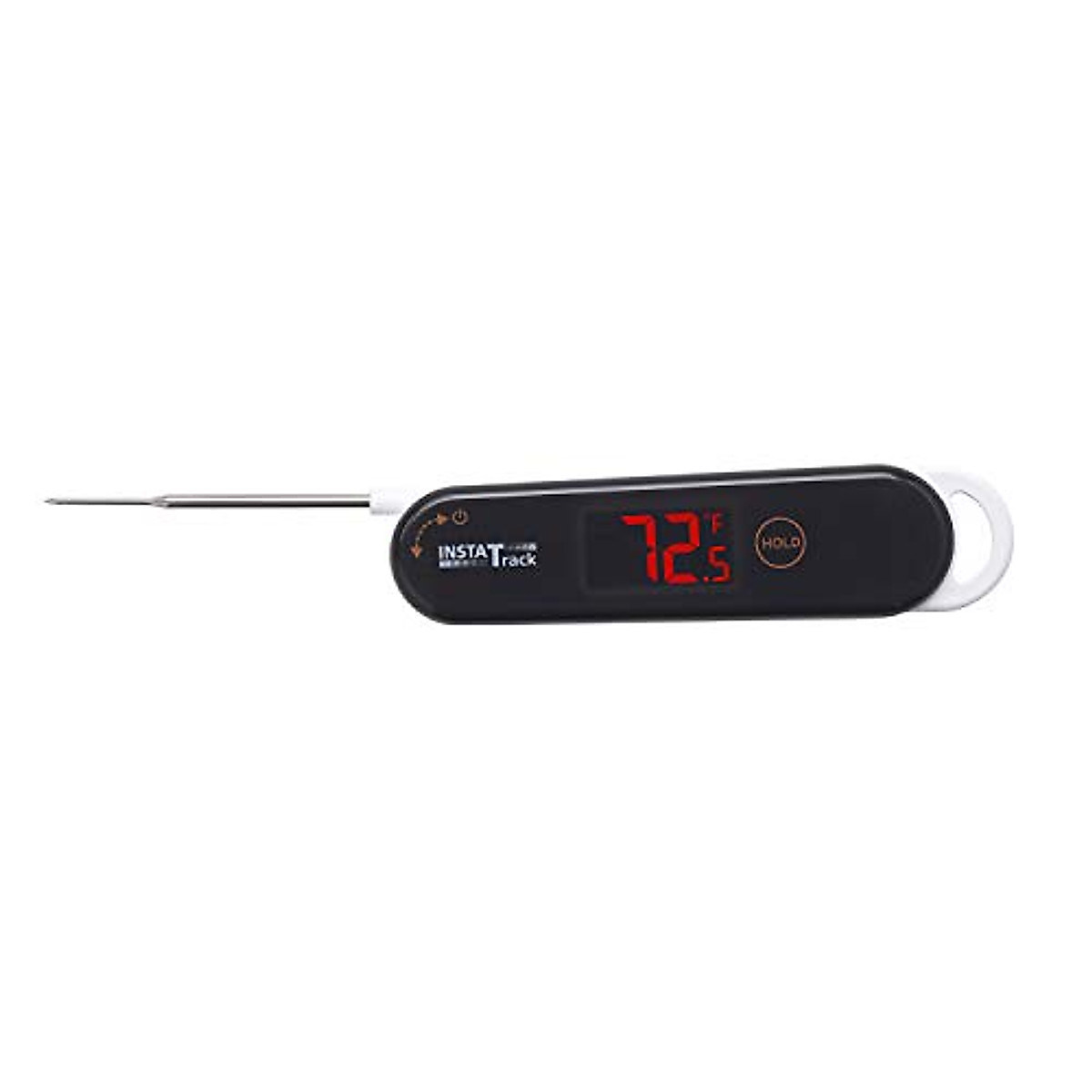 InstaTrack Folding Digital Instant Read Meat Food Grill BBQ Kitchen Cooking Thermometer with Folding Probe, White