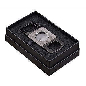 Prestige Import Group - Textured High End Guillotine Cutter - Cuts up to 62 Ring Gauge - Color: Gun Metal