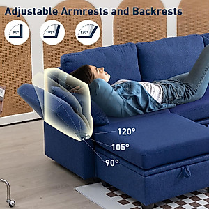 Rovibek 6 Seat Modular Sofa, L Shaped Sectional Couch with Storage for Living Room, Modern Fabric Settee Sleeper with Double Ottoman & Memory Foam, White