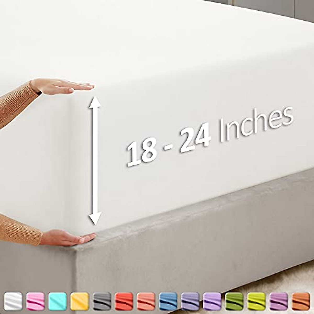 Nestl White California King Fitted Sheet, Extra Deep Pocket Cal King Fitted Sheet Only, 1800 Microfiber Fitted Bed Sheet, Ultra Soft Fitted Sheet California King Fits up to 24 Inch Mattress