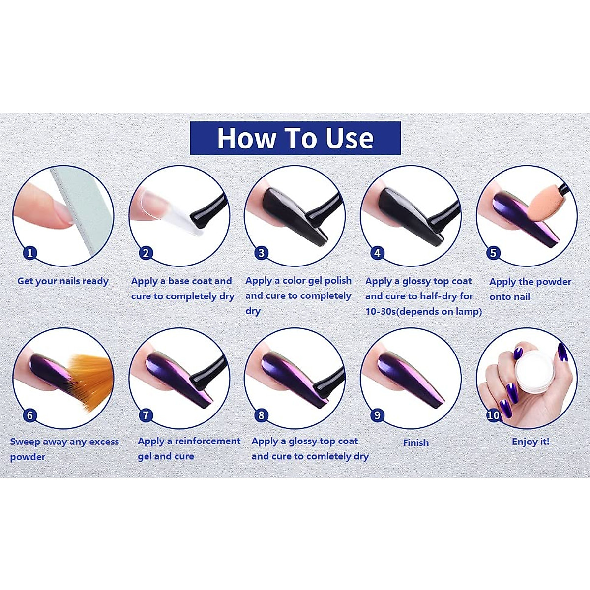 Artdone Chrome Nail Powder Metallic Mirror Effect Pigment Iridescent Aurora Mermaid Pearl Glitter Dust Kit for Gel Polish Nail Art Decoration, Resin Craft…