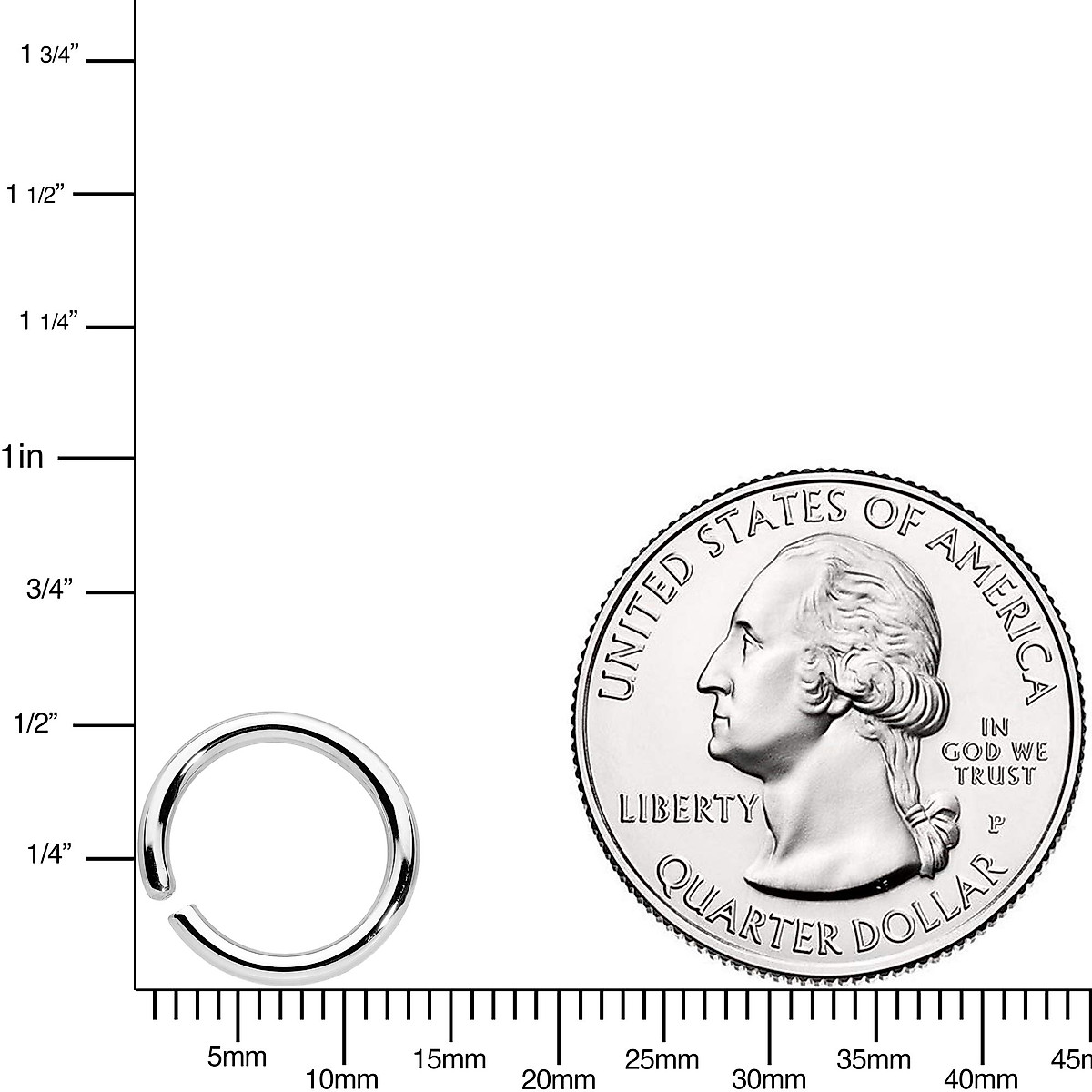 Body Candy Handcrafted 14G Polished Finish Solid 14k White Gold Nipple Septum Cartilage Eyebrow Helix 3/8"