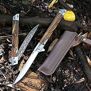 URiver Gifts for Dad from Daughter Son,Anniversary Birthday Gift for Husband Boyfriend,Pocket Knife,Sandalwood Handle Pocket Knife for Camping,Fishing,Hiking or Favorites(Sanding)