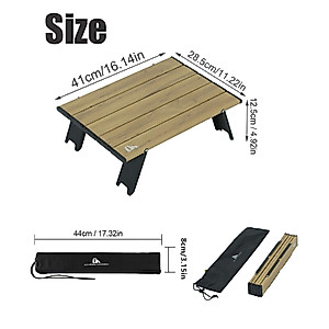 iClimb Ultralight Compact Mini Beach Picnic Folding Alu. Table with Carry Bag, Two Size (Nature - S)