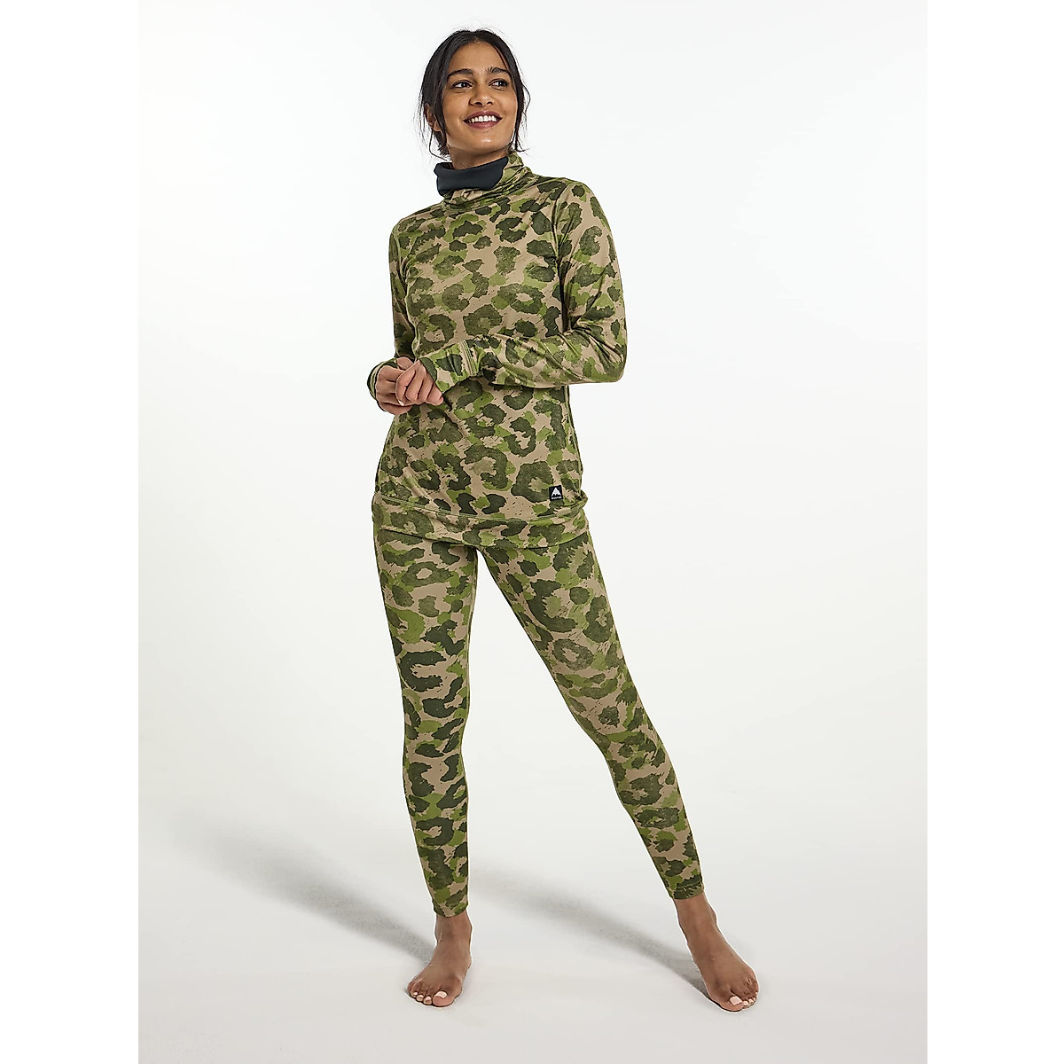 Burton Women's Standard Midweight Base Layer Long Neck Shirt, Amparo Blue Camellia, Large