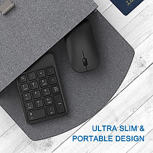Number Pad 2.4GHz Wireless Number Keypad 1200DPI Sensitive Durable Number Pad Mouse Combo for Home Office Travel, USB Numeric Keypad
