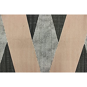 Casavani Indian Handmade Cotton Dhurrie Geometric Green & Beige Area Rug Boho Kilim Flat Weave Rug Indoor Hall Room Decor Carpet Throw Rugs for Bedroom Living Room Bathroom Balcony 12x12 Feet Square