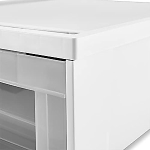 Starplast Small Stacking Drawer Unit: 1 Multiuse Plastic Storage Bin with Transparent Clear Pull-Out Stackable Drawer, 19.8 x 15.5 x 9 Inches, 2 Colors