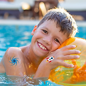 FashionTats Space Explorer Temporary Tattoos | 36 Pack | Kids Party Favors | Skin Safe | Spaceships - Planets - Astronauts - Galaxies - Black Holes - Aliens | MADE IN THE USA | Removable