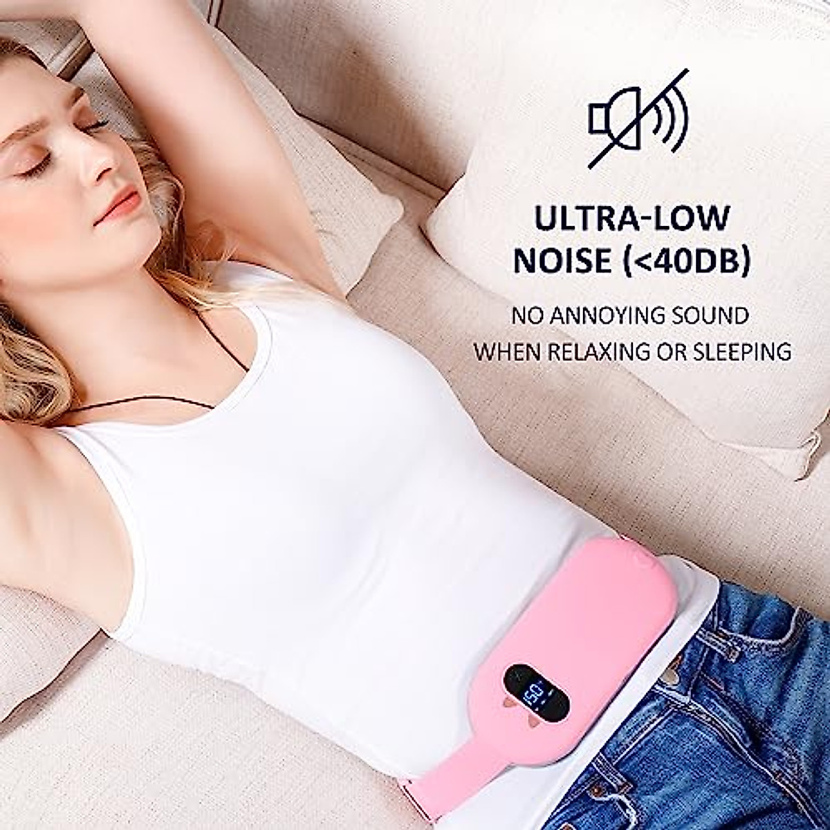Heating Pad, Portable Cordless Menstrual Heating Pad 5s Fast Heating, Heating Pads for Cramps with 3 Heat Levels and 3 Massage Modes, Heating Pad for Back Pain Gift for Women and Girl(Pink)
