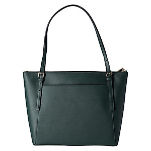 Michael Kors Voyager Large East West Tote Front Snap Pocket Top Zip Shoulder Bag Leather (Racing Green)
