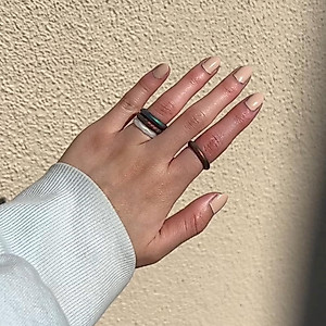 QALO Women's Rubber Silicone Ring, Stackable Geo Rubber Wedding Ring for Women, Breathable, Durable Engagement Silicone Band, 3.5mm Wide 2.5mm Thick, Holographic White, Size 7