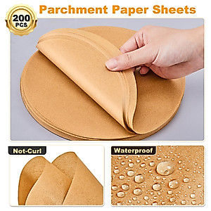 SMARTAKE 200 Pcs Unbleached Parchment Paper Baking Sheets Round, 8 Inches Non-Stick Precut Baking Parchment, Perfect for Baking Grilling Air Fryer Steaming Bread Cup Cake Cookie and More