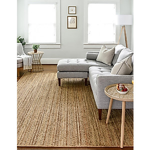 Rugs.com Hand Braided Jute Rug – 4' x 6' Natural Flatweave Rug Perfect for Entryways, Kitchens, Breakfast Nooks, Accent Pieces