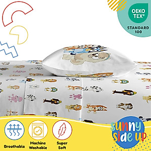 Bluey & Friends Twin Sheet Set - 3 Piece Kids Bedding Set Includes Pillow Cover - Super Soft Microfiber Sheets