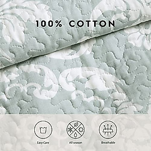 Laura Ashley - King Quilt Set, Reversible Cotton Bedding with Matching Shams, Lightweight Home Decor for All Seasons (Venetia Blue, King)