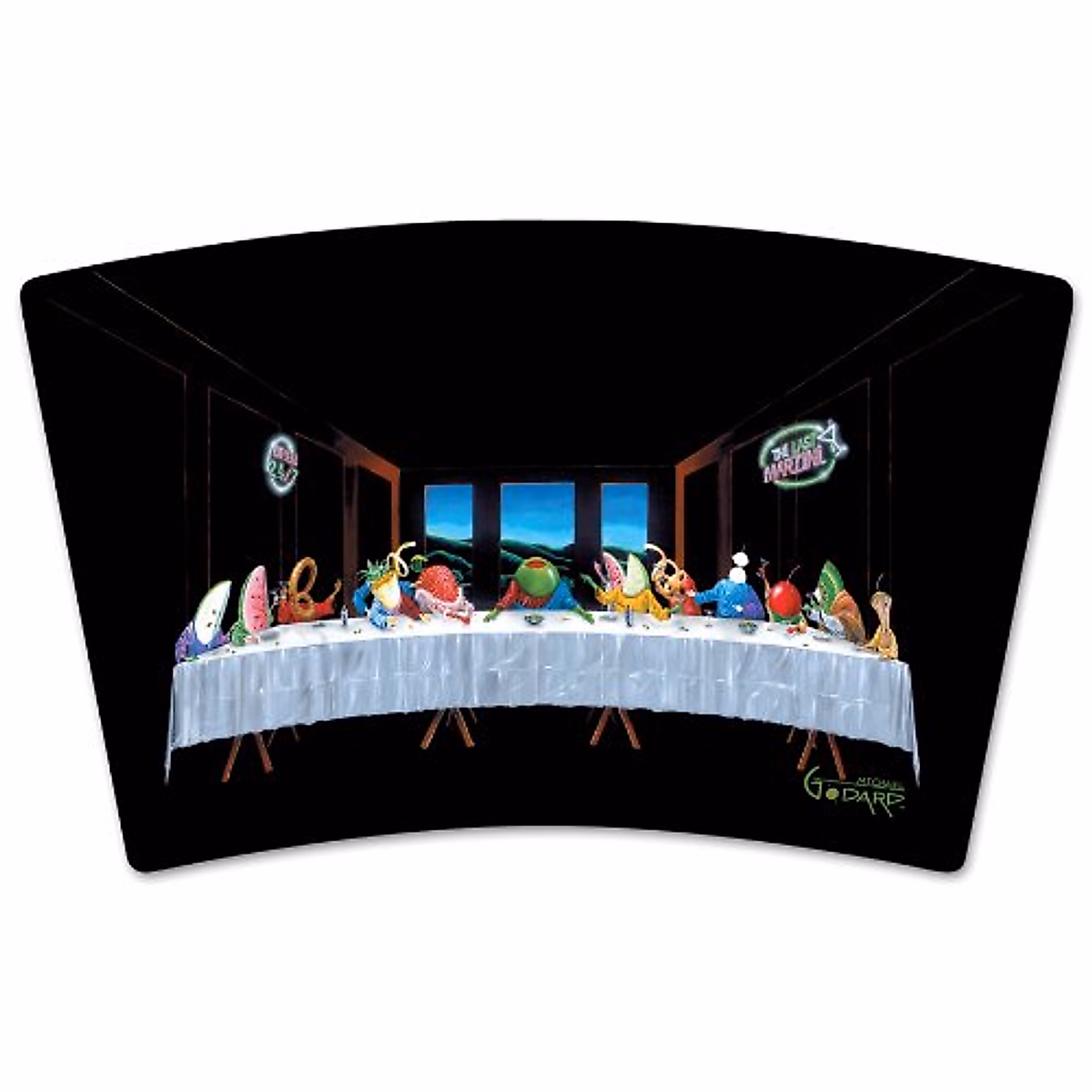 Mugzie "Michael Godard: The Last Martini" Stainless Steel Travel Mug with Insulated Wetsuit Cover, 20 oz, Black