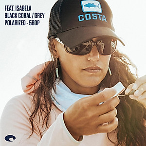 Costa Del Mar Woman Sunglasses Black Coral Frame, Gray Lenses, 64MM