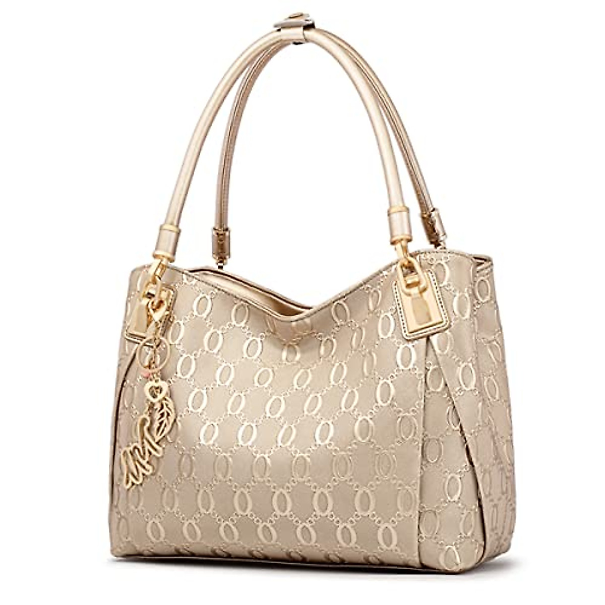 Gold Handbags for Women Cow Leather Top-handle Purse Ladies Pocketbooks Shoulder Bags Work Tote Bags