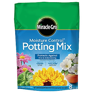 Miracle-Gro Moisture Control Potting Mix - Soil for Indoor & Outdoor Containers, Added Fertilizer Feeds Up to 6 Months, 8 qt.