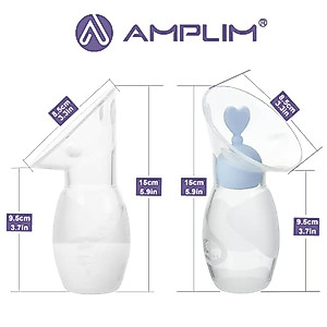 Amplim Manual Breast Pump with Two Stoppers - 2 Pack, FSA/HSA Eligible, 4oz/100ml, Portable, Comfortable, and Easy to Use - BPA-Free and Food Grade Silicone - Ideal for Breastfeeding Moms On The Go