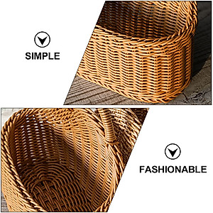Woven Belly Basket Woven Cutlery Storage Organizer Plastic Hanging Caddy Bin for Kitchen Table Cabinet Pantry Forks Spoons Napkins Serving Basket 21x19cm Handwoven Hanging Baskets