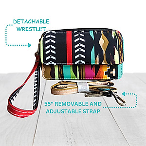 NGIL Canvas All in One Wallet, Wallet, Women Wallet, Wristlet Wallet, Zippered Wallet for Women (Desert Serape-Black)