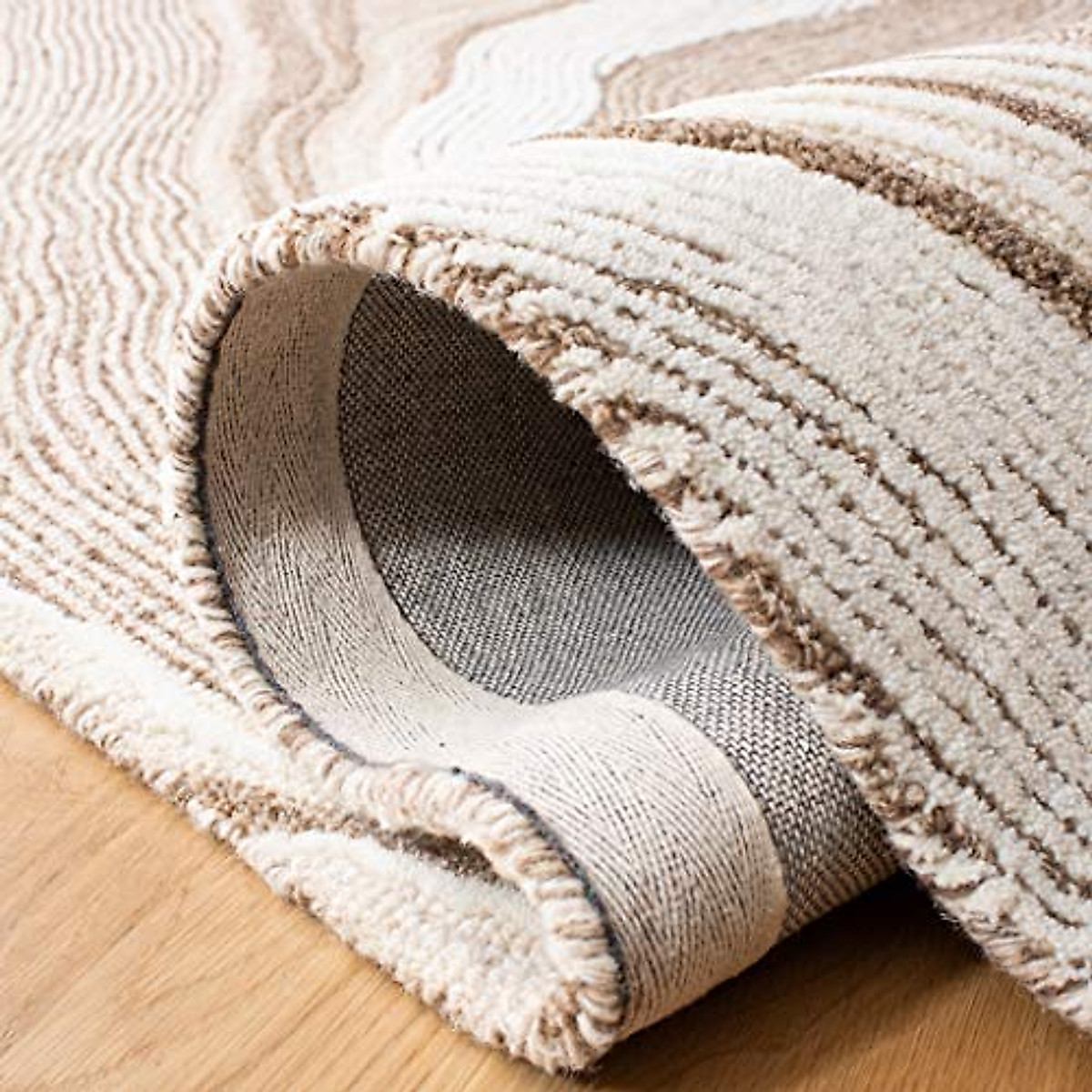 SAFAVIEH Fifth Avenue Collection 2' x 3' Beige/Ivory FTV121B Handmade Mid-Century Modern Wool Entryway Living Room Foyer Bedroom Kitchen Accent Rug