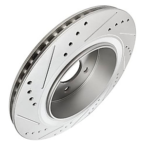 WEIZE Rear Truck & Tow Brake Kit, Carbon Fiber Ceramic Brake Pads & Drilled/Slotted Brake Rotors, Fit for Dodge Ram 1500 Durango Aspen, 13.86" 5 Lug Rear Brake Discs