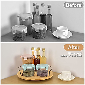 simesove Lazy Susan Turntable 10inch Bamboo Spinning Spice Rack Holder Kitchen Cabinet Counter Top Organizer 360 Degree Turntable Turning Table (Bamboo, 10" (1 Tier))
