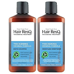 Petal Fresh Hair ResQ Original Formula Natural Thickening Biotin Shampoo & Weightless Conditioner For Noticeably Thinning Hair, Strengthens & Volumizes, Vegan & Cruelty-Free 2 Count (Bundle)