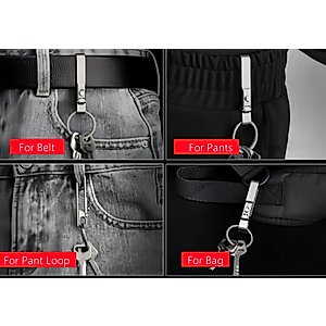 Mortise Lock Design Titanium Key Belt Clip Keychain Clip Belt Loop Key Chain Holder Key Hook for Pants Purse Belt Key Clasp With One Ti ring (Patented)