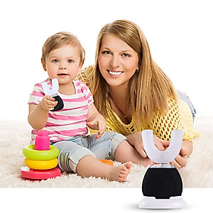 Xiarden Automatic Toothbrush, U-Shaped Ultrasonic Toothbrush 360° Auto Toothbrush with Whitening Blue Light Whole Mouth Toothbrush IPX7 Waterproof for Adults