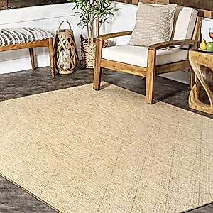 nuLOOM Easy-Jute Ray Diamond Indoor/Outdoor Area Rug, 8' x 10', Natural