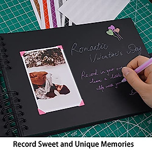 Photo Album Scrapbook 100 Pages(8.3x11.6in) Personalized, Hardcover Black Page Scrapbook Journals Blank Handmade Memory Book