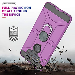 YmhxcY Compatible for LG V20/VS995/H990/LS997/H910 Case with HD Screen Protector,360 Degree Rotating Ring Kickstand Holder Dual Layers of Shockproof Phone Case for LG V20-ZS Purple