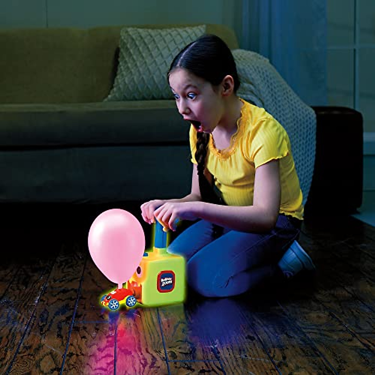 Ontel Balloon Zoom - Balloon-Powered Race Car and Rocket Launcher Toy Set, Ages 3+, Red Racer Car with Astronaut Flyer