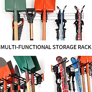 Homeon Wheels Aluminum Ski Storage Rack Holds 6 Pairs of Skis Ski Rack for Garage Wall Padded Hooks Ski Rack Wall Max 300 lbs.