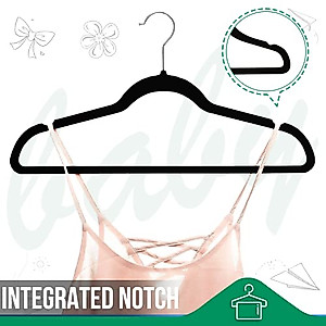 Aubeco Baby Velvet Hangers 60 Pack, 11.7'' Non Slip Felt Hangers for Closet, Baby Clothes Hangers Space Saving, 360° Swivel Hook-Black