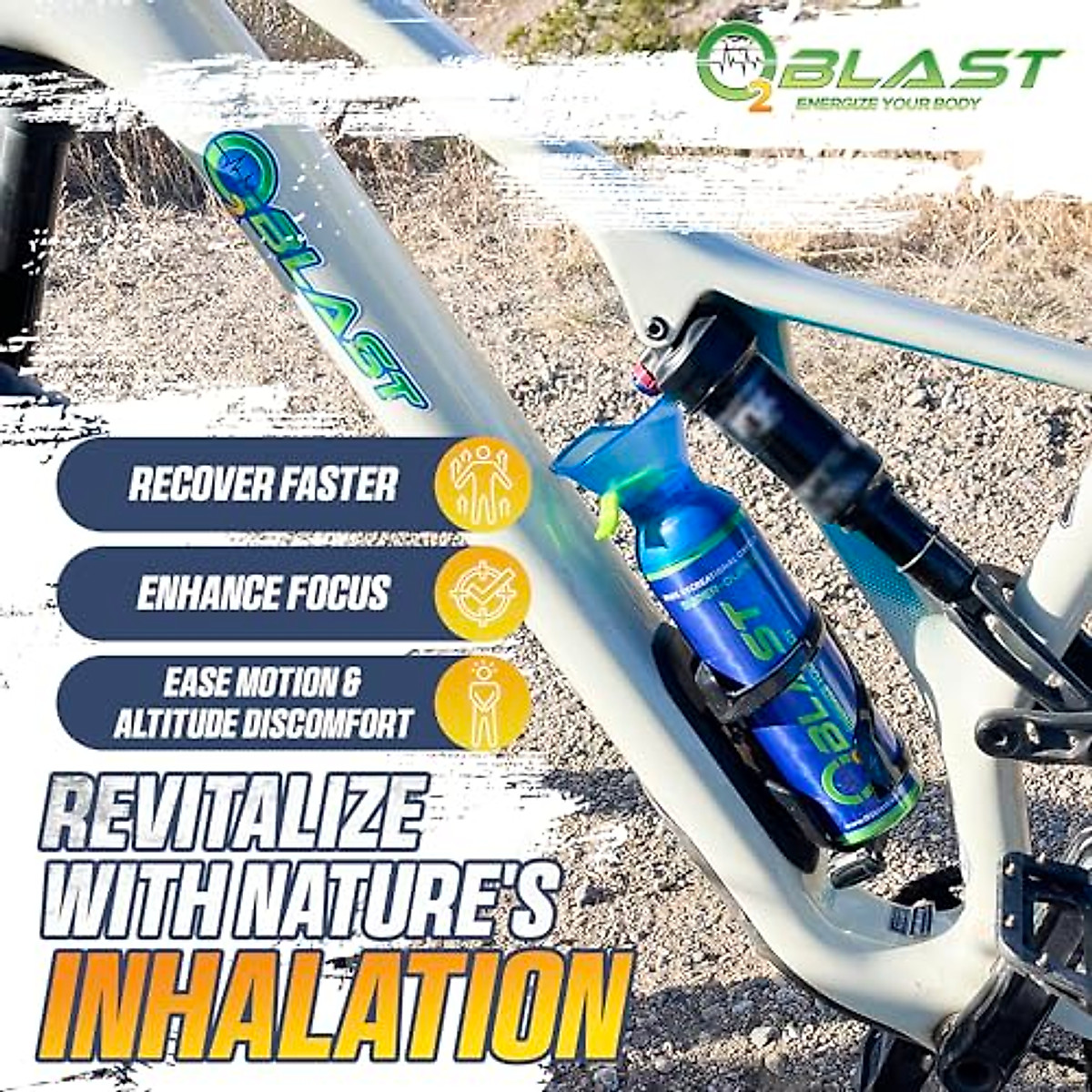 O2 Blast, Pure Oxygen Supplement, 10L Portable Can with Custom Breathing Mask for Respiratory Support, Elevate Oxygen Levels, Speed Recovery Time, Perfect for High Altitude & Sports Recovery (12-Pack)