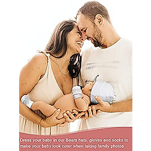 Baby Ears Newborn Hats Mittens and Socks Set for Boys Girls Beanie Hat 0-6 Month (White, Black, Gray, Light Blue, Navy Blue,5 Set)