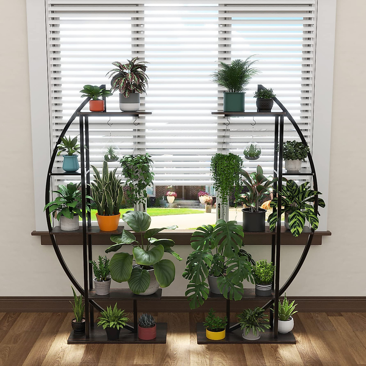 GDLF Tall Plant Stand Large Plant Shelf Indoor 71" Metal flower rack with hanging hook, Improved Taller Design with more space for larger plants (pots up to 10")