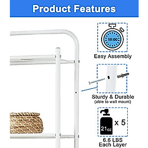 Oikos 3 Tier Over-The-Toilet Storage, Above Toilet Storage, Over The Toilet Bathroom Storage, Over The Toilet Storage White, Over Toilet Shelf, Bathroom Racks and Shelves, Magazine Rack (White)