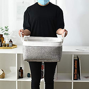 Sacyic Storage Basket 16x12x8 inch Fabric Sturdy Canvas Storage Bins Organizer with Handles for Clothes and Toy Storage Foldable Storage Boxes Cubes