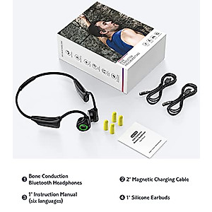 NAGFAK Bone Conduction Headphones Bluetooth Open Ear Running Headset Wireless with Mic Headphones Sport IP67 Waterproof Headphone Built-in 16GB Memory Cool Breathing Light