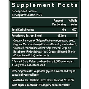 Gaia Herbs Lactation Support, Vegan Liquid Capsules, 120 Count - Lactation Supplement for Breastfeeding Mothers, Supports Healthy Milk Flow & Enhances Breast Milk Nutrition, PACKAGING MAY VARY
