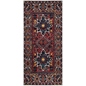 Ottomanson Machine Washable Wrinkle Free Oriental Design Cotton 3x6 Traditional Flatweave Area Rug for Living Room, Bedroom, Kitchen, Bathroom, 2'7'' x 6', Red
