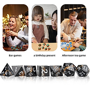 DND Dice Set Sharp Edge Galaxy Dice Handmade Resin Polyhedral Dice for Dungeon and Dragons RPG D20 Tabletop Roleplaying Party Games (Black & Green)