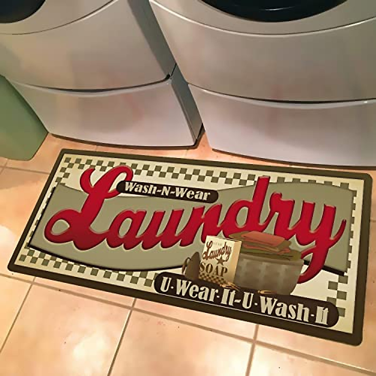 Ukeler Laundry Room Rug, Laundry Room Floor Rug for Wash Room Non Skid Kitchen Floor Mat Non-Slip Rubber Area Rug 20x59